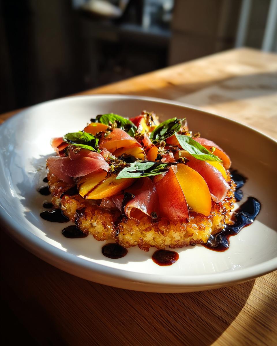 Peach Prosciutto Crispy Rice Cakes: 20-Minute Party Magic